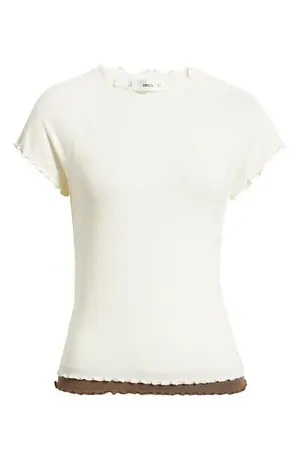 Mango Lettuce Edge Layered Top - Ecru