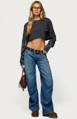 EDIKTED Maiah Low Rise Barrel Jeans