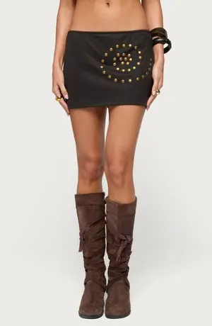 EDIKTED Swirl Stud Mini Skirt