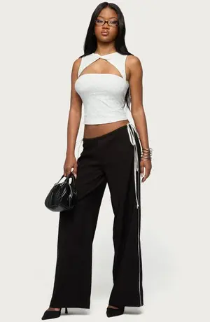 EDIKTED Mikah Contrast Stripe Wide Leg Pants