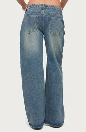 EDIKTED Moxlan Slant Button Wide Leg Jeans