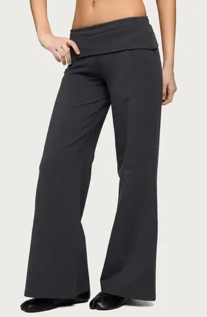 EDIKTED Wide Leg Foldover Pants