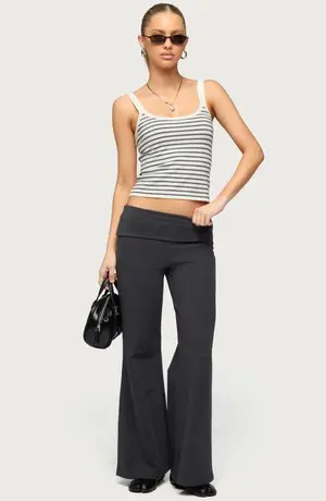 EDIKTED Wide Leg Foldover Pants