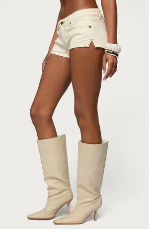 EDIKTED Jagger Low Rise Denim Short - Cream