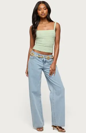 EDIKTED Raelynn Low Rise Baggy Jeans - Light-blue