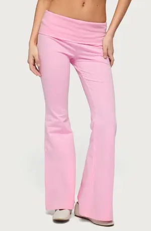 EDIKTED Naomi Foldover Flare Pants - Light-pink