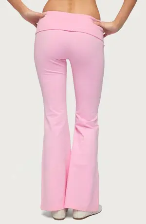 EDIKTED Naomi Foldover Flare Pants - Light-pink