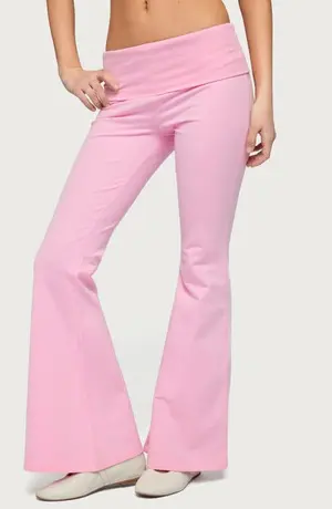 EDIKTED Naomi Foldover Flare Pants - Light-pink