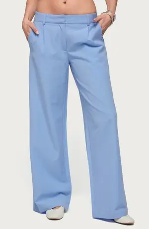 EDIKTED Pinstripe Low Rise Straight Leg Pants
