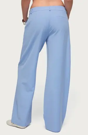 EDIKTED Pinstripe Low Rise Straight Leg Pants