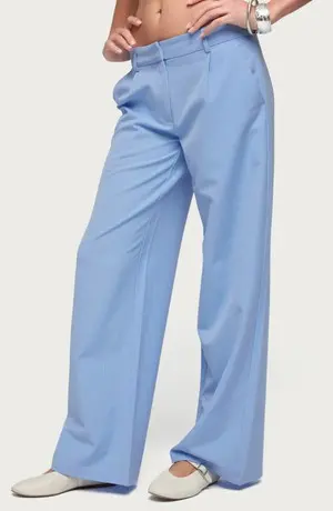 EDIKTED Pinstripe Low Rise Straight Leg Pants