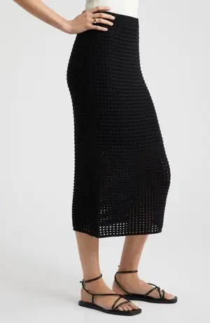 Nordstrom Mesh Stitch Knit Midi Skirt