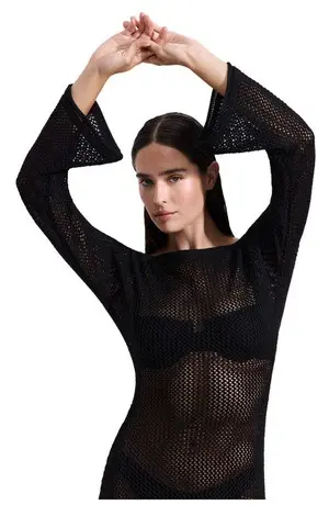 LUMA GOTTEX Monaco Net Crochet Maxi Beach Dress Cover-up - Black