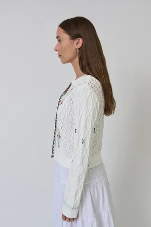 Central Park West Jaden Embroidered Cardigan - Multi