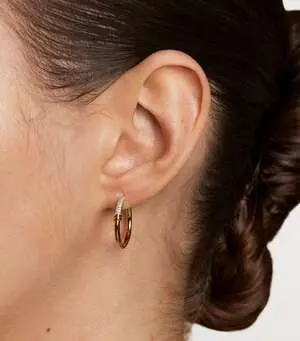 ASTRID & MIYU Plated Pavé Knot Hoop Earrings