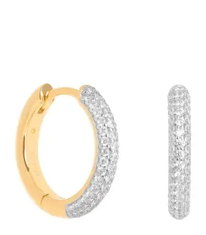 ASTRID & MIYU Plated Pavé Essential Hoop Earrings - Gold