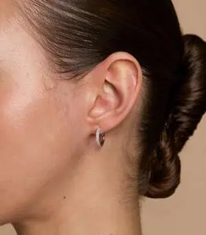 ASTRID & MIYU Rhodium-plated Pavé Hoop Earrings