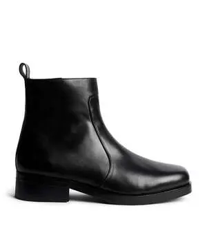 Studio Nicholson Leather Square-toe Boots - Black