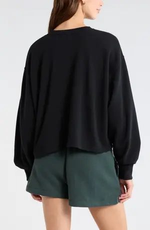 Zella French Terry Crewneck Sweatshirt - Black