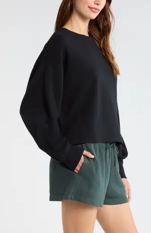 Zella French Terry Crewneck Sweatshirt - Black