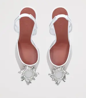 Amina Muaddi Mesh Begum 95 Slingback Pumps - White
