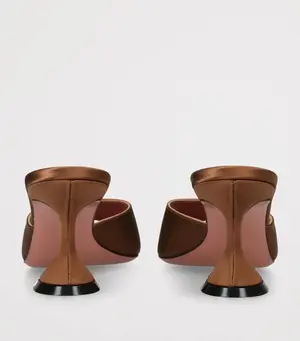 Amina Muaddi Satin Lupita Heeled Mules 70 - Brown