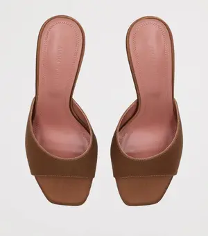 Amina Muaddi Satin Lupita Heeled Mules 70 - Brown