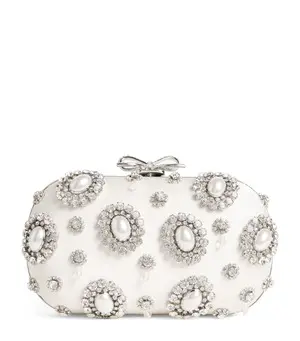 SELF-PORTRAIT Satin Crystal Clutch