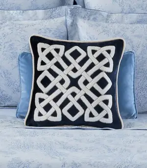 YVES DELORME Entrelac Marine Square Cushion Cover - Navy