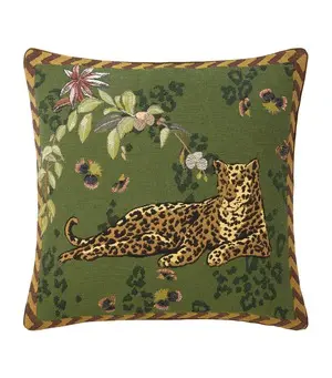 YVES DELORME Orchidia Square Cushion Cover - Green