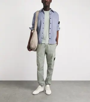 Stone Island Stretch-cotton Tapered Cargo Trousers - Green