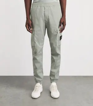 Stone Island Stretch-cotton Tapered Cargo Trousers - Green