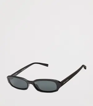 Saint Laurent Acetate Oval Sunglasses - Black