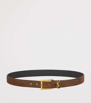 Saint Laurent Suede Cassandre Belt
