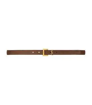 Saint Laurent Calfskin Cassandre Belt - Brown