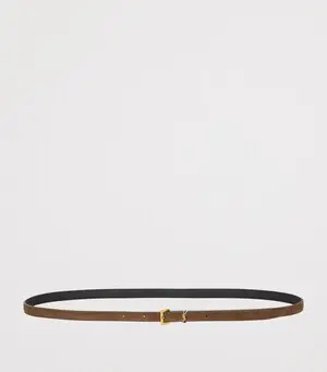 Saint Laurent Calfskin Cassandre Slim Belt - Brown