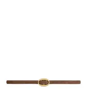 Saint Laurent Leather Oval Buckle Belt - Brown