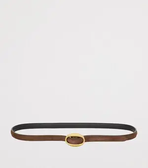 Saint Laurent Leather Oval Buckle Belt - Brown