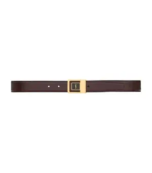 Saint Laurent Leather Logo Belt - Burgundy