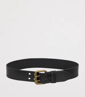 Saint Laurent Calfskin Motorcycle Buckle Belt - Black