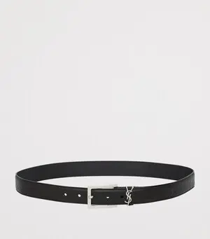 Saint Laurent Lambskin Cassandre Belt - Black