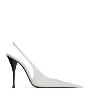 Saint Laurent Leather P.a.r.i.s Slingback Pumps 110 - White