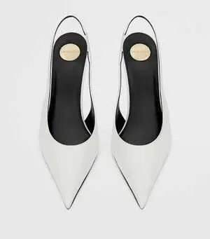 Saint Laurent Leather P.a.r.i.s Slingback Pumps 110 - White