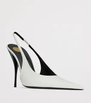 Saint Laurent Leather P.a.r.i.s Slingback Pumps 110 - White