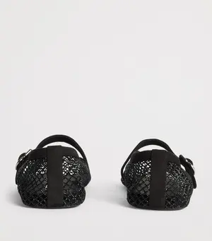 Alaïa Embellished Mesh Ballerina Flats - Black
