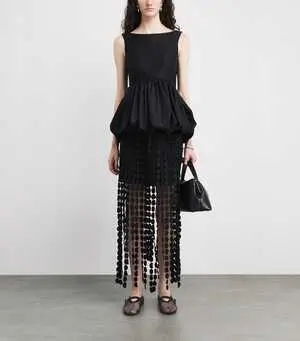 Alaïa Embellished Mesh Ballerina Flats - Black