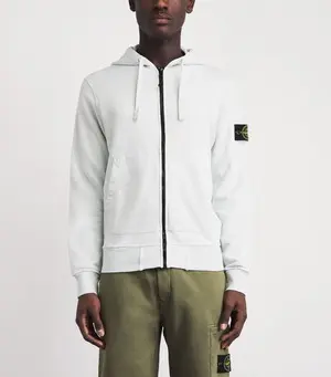 Stone Island Organic Cotton Zip-up Hoodie - Blue