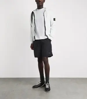 Stone Island Recycled Nylon Garment-dyed Logo Shorts - Black