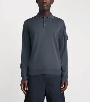 Stone Island Virgin Wool Polo Sweater - Blue