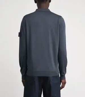 Stone Island Virgin Wool Polo Sweater - Blue